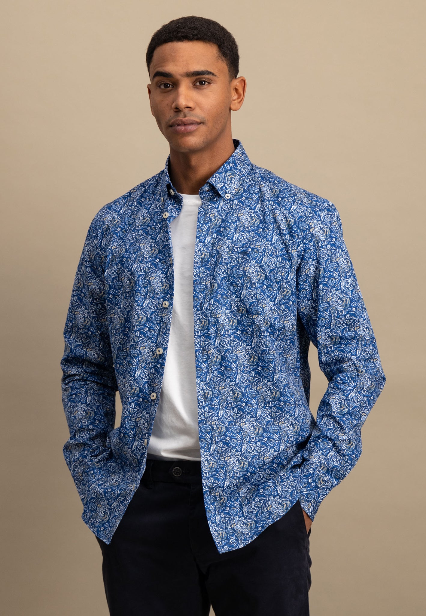 Cotton shirt with floral all-over print – FYNCH-HATTON | Offizieller ...