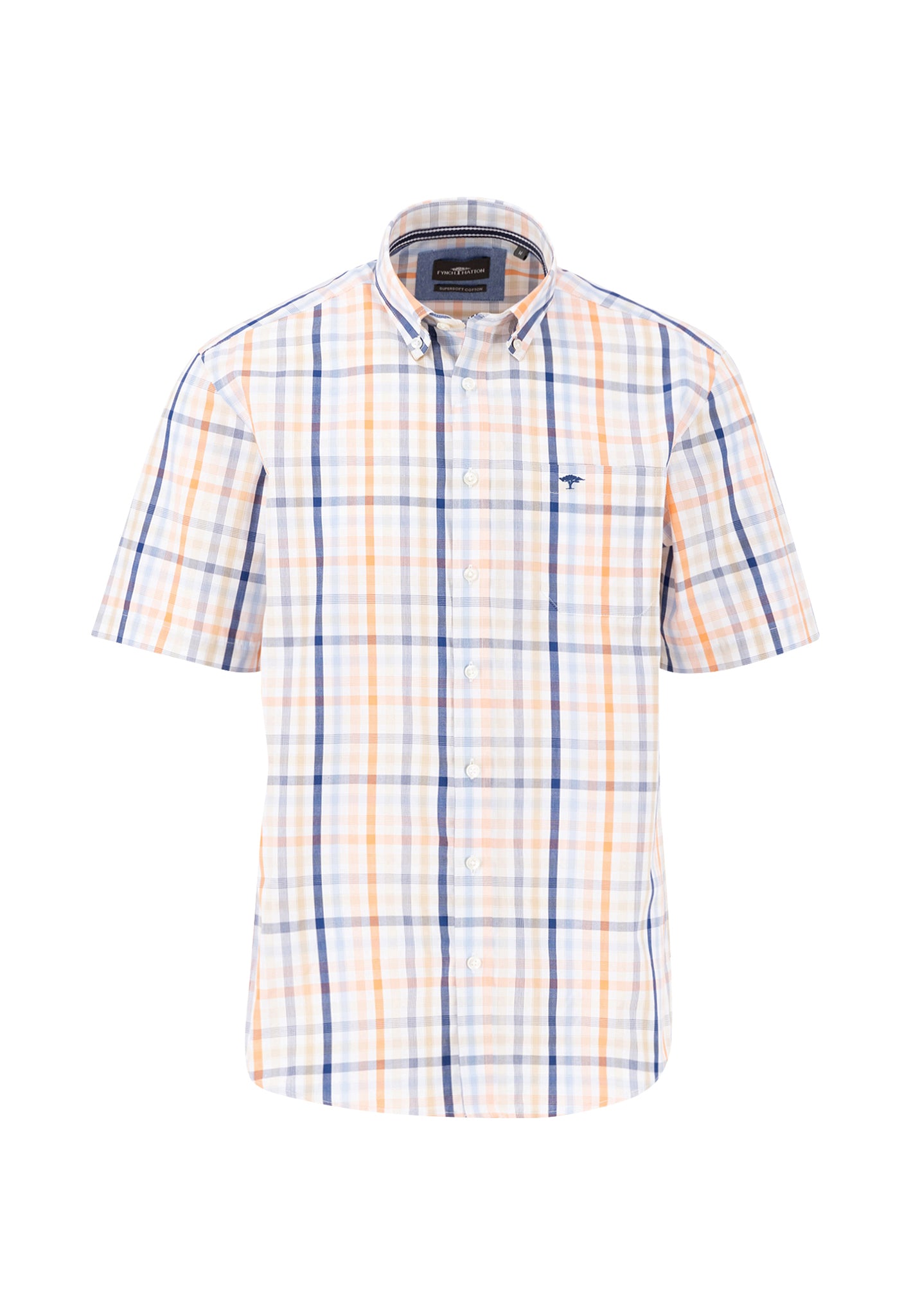 Finely checked halk shirt with a logodail – FYNCH-HATTON | Offizieller ...