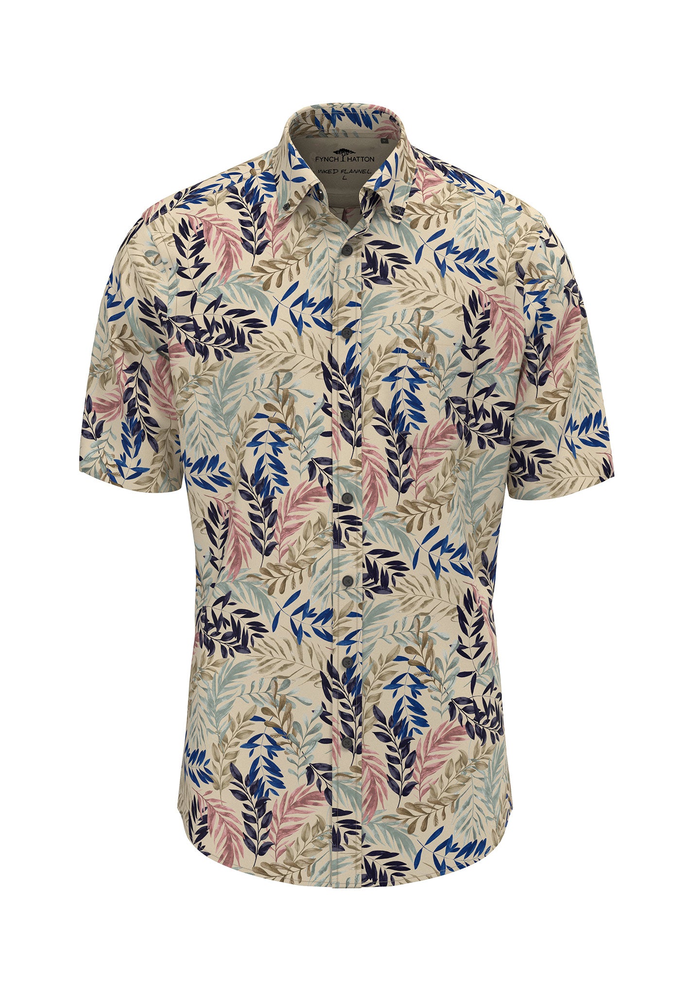 Half-sleeved cotton shirt with botanical print – FYNCH-HATTON ...