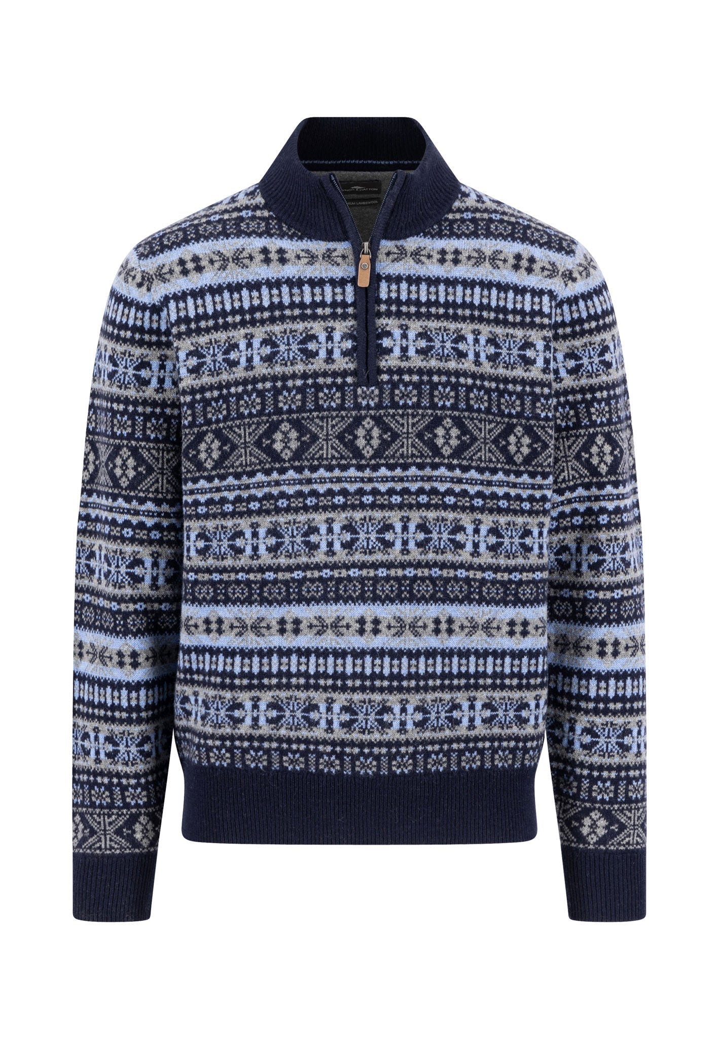 Pure wool sweater with Norwegian pattern and Troyer collar – FYNCH ...