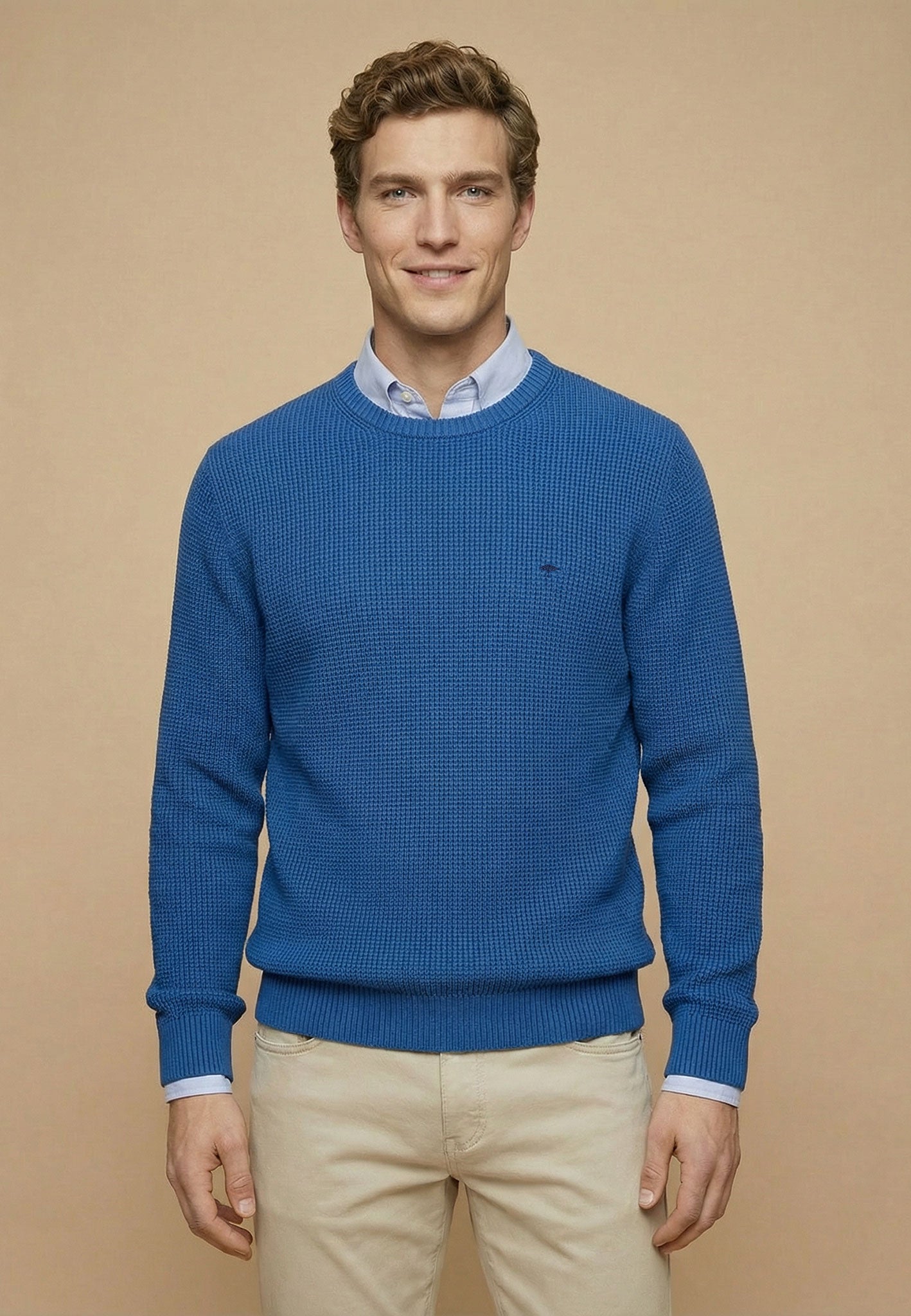 Knitted cotton sweater with a textured pattern – FYNCH-HATTON ...