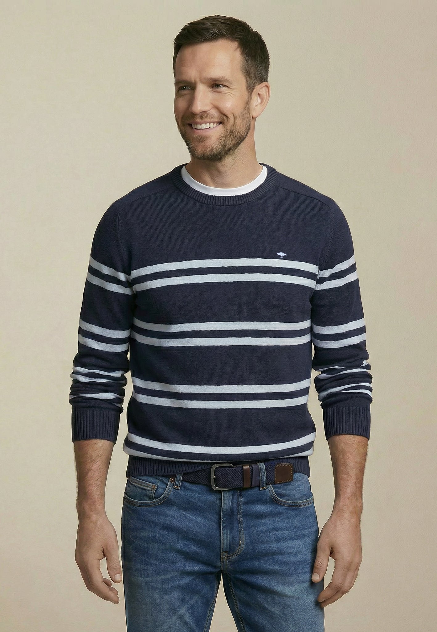 Cotton sweater with maritime stripes – FYNCH-HATTON | Offizieller ...