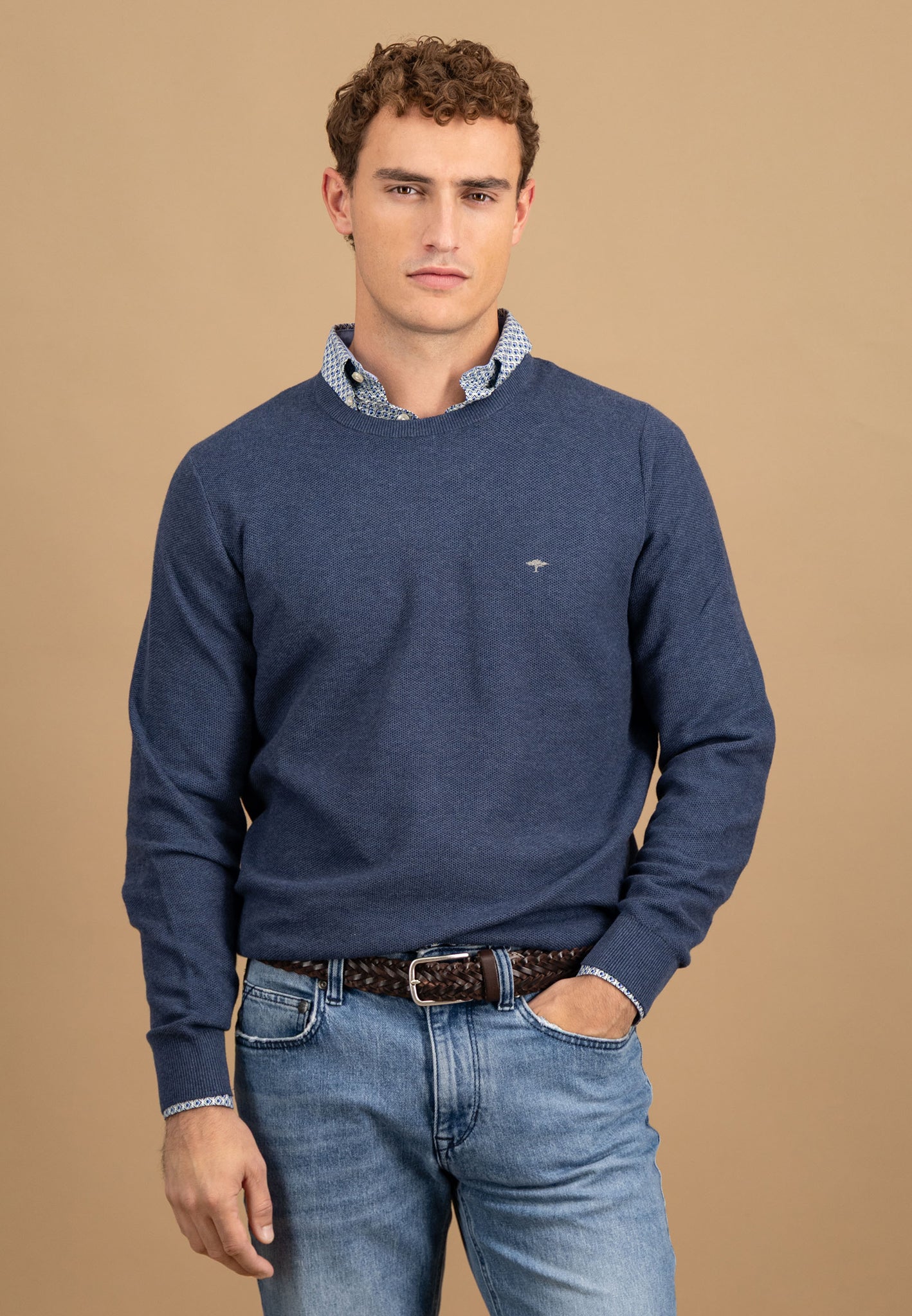 Pullover made of cotton with a fine structure – FYNCH-HATTON ...